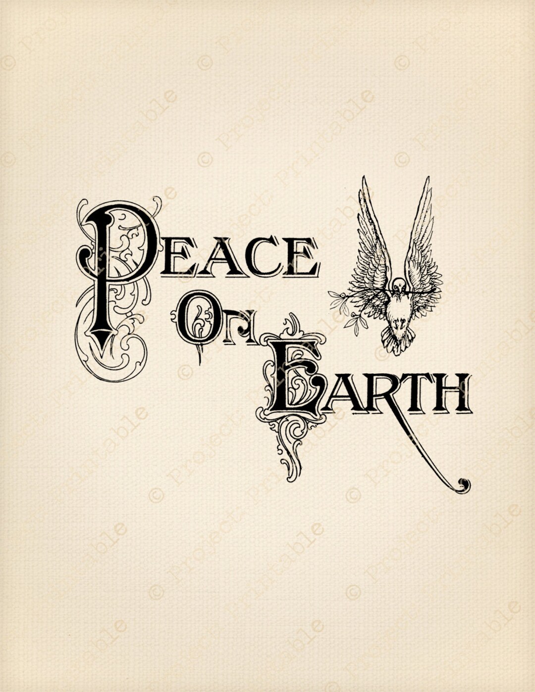 Christmas PEACE Printable Instant Download Dove Bird Clipart Image ...