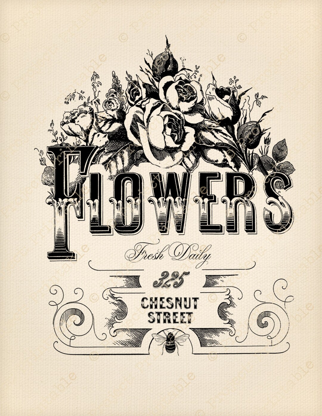 Flower Shop Sign Instant Download Printable Art Digital Clipart ...