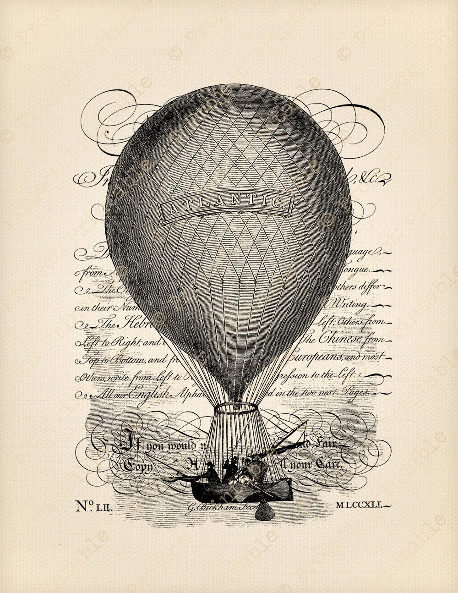 Instant Download Printable Vintage Victorian Hot Air Balloon - Etsy