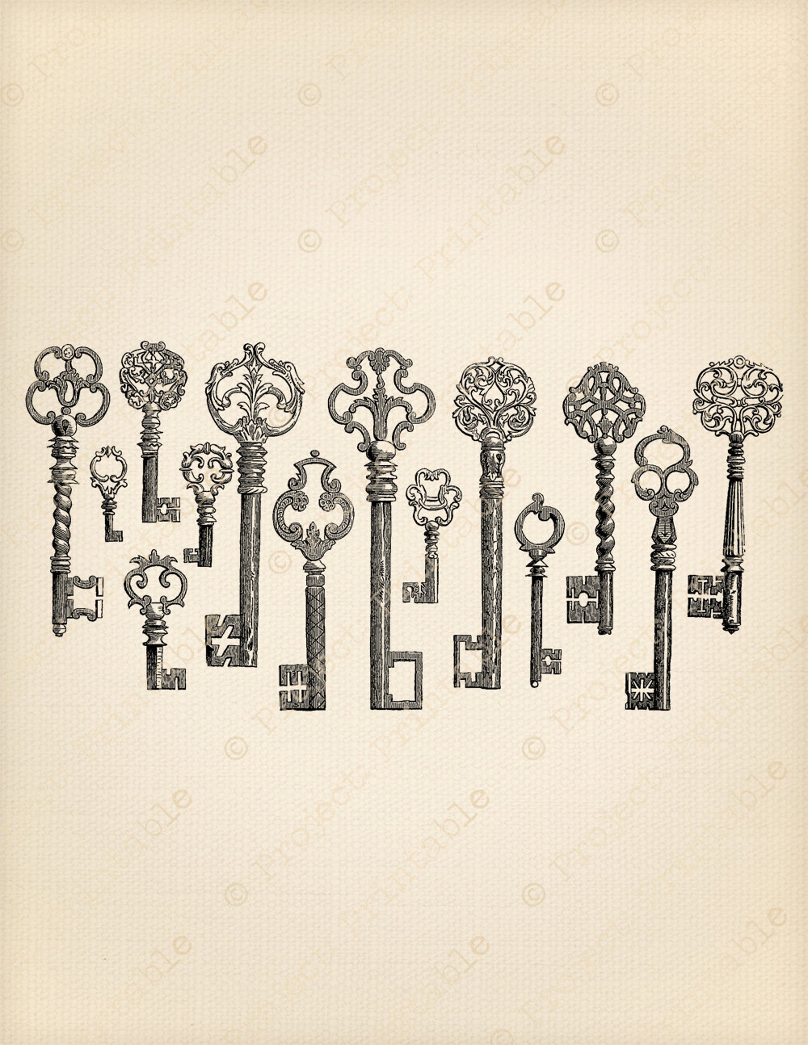 Pretty Antique Ornate KEYS Instant Download Digital - Etsy