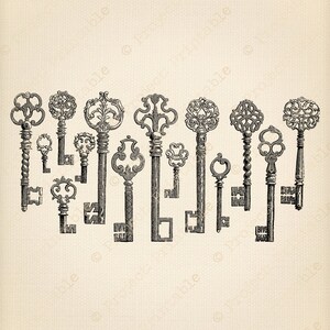 Pretty Antique Ornate KEYS Instant Download Digital Printable Clipart ...