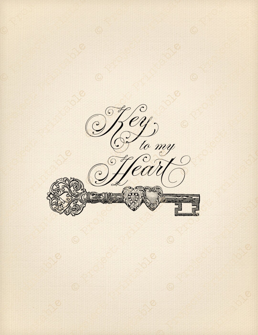 Valentine's Instant Download Printable Key to My Heart Love Graphics ...