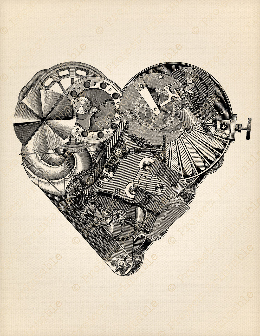 Instant Download Printable Steampunk FLAMINGO clockwork Vintage Style ...