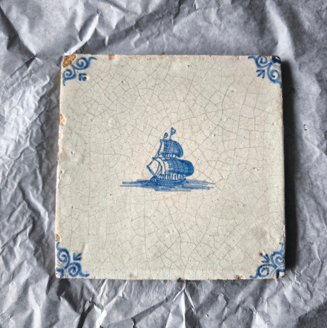 Antique 17th Century Delft Tile Blue and White Tile Dutch Pottery ...