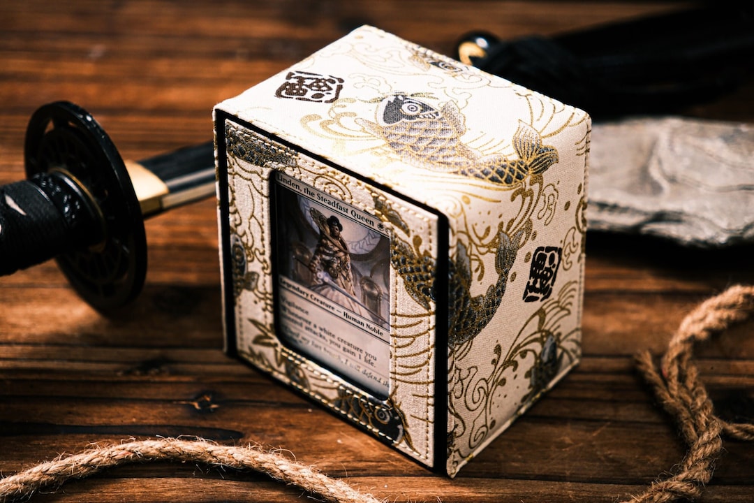 The Shogun (koi of Dawn) - Kimono Fabric Deck Box With Window Display ...