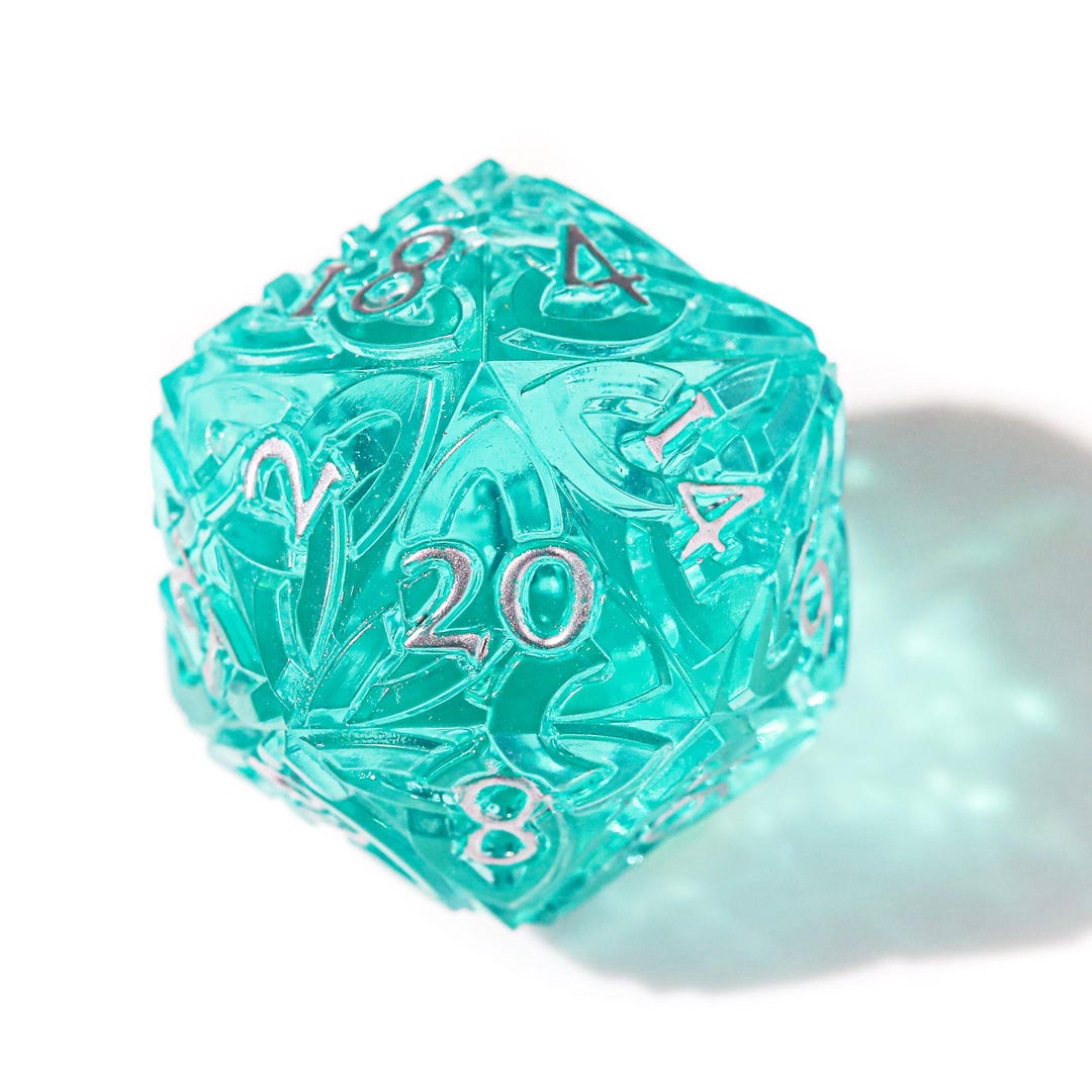 Endless Teal Dice D20 Celtic Design Blue Resin Dice for Dnd Dungeons ...