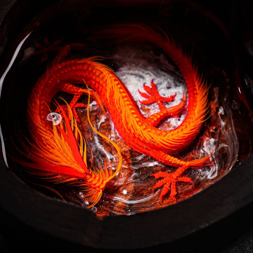 3D Resin Painted Red Dragon Dice Box for Dice Set, Dnd Dice, Dungeons ...