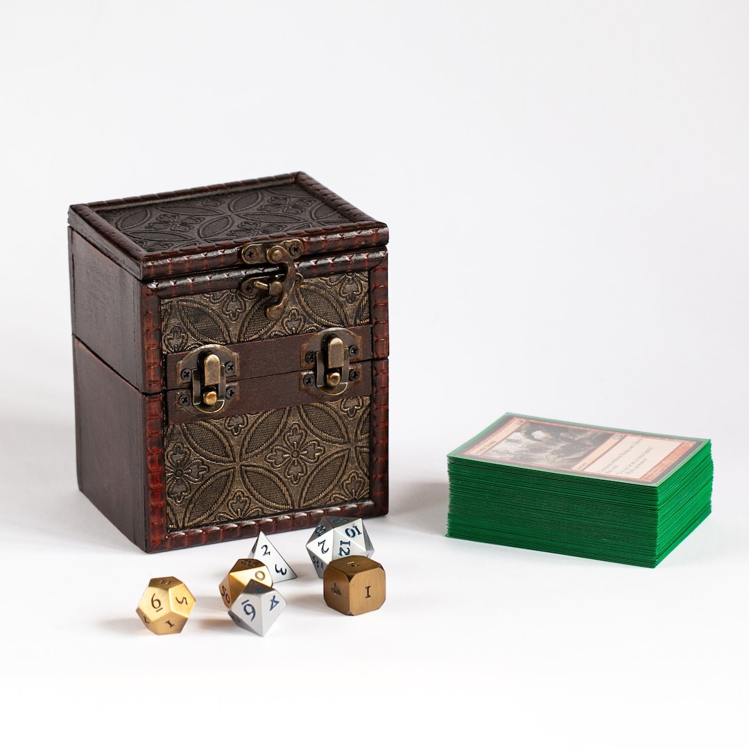 Elven Vault - Wood Deck Box for 100 Trading Cards & Dice Counters ...