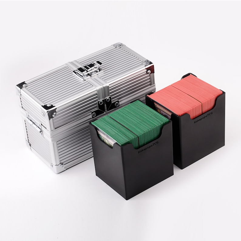 Black Silver Crypt Metal Double Deck Box for Trading Card - Etsy