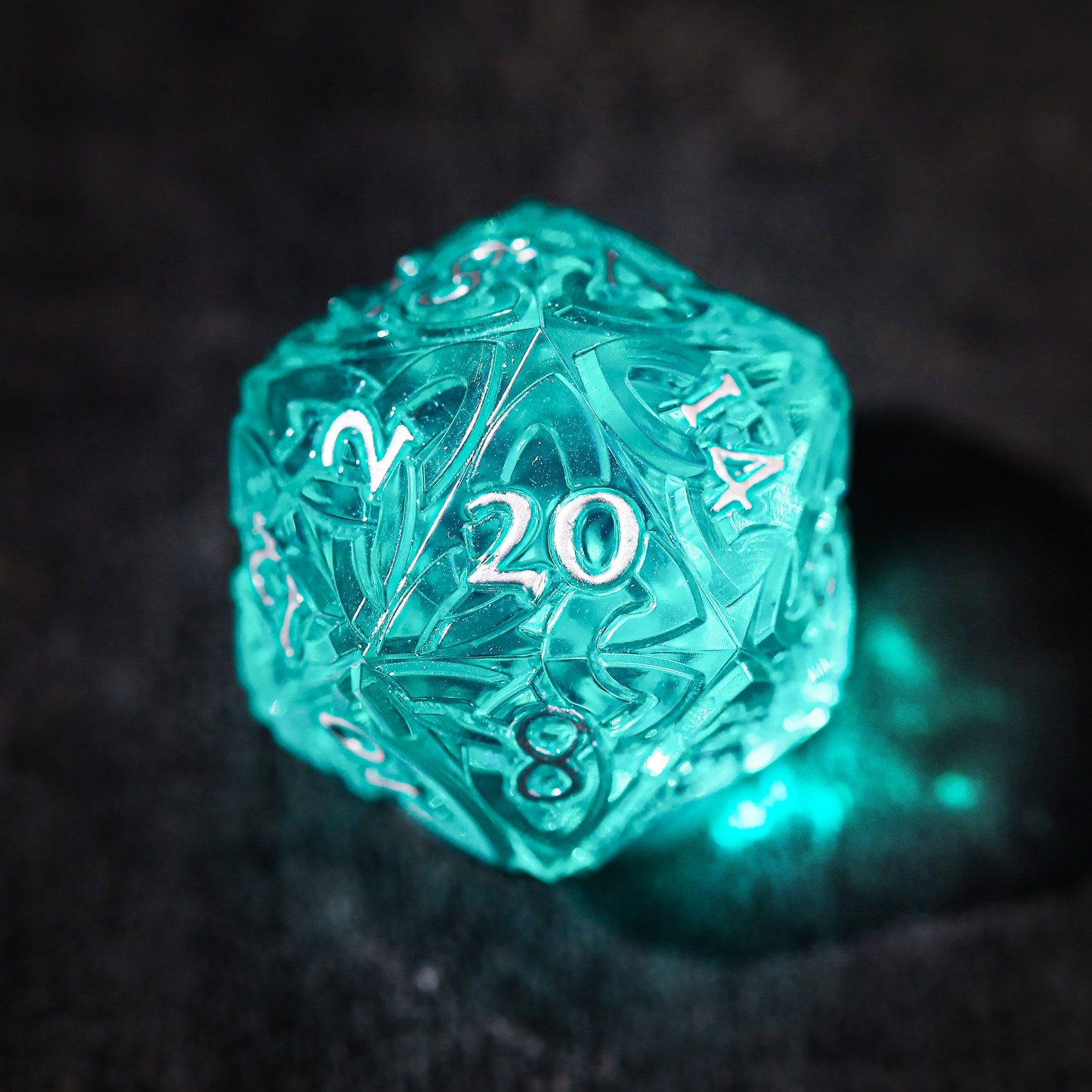 Endless Teal Dice D20 Celtic Design Blue Resin Dice for Dnd - Etsy