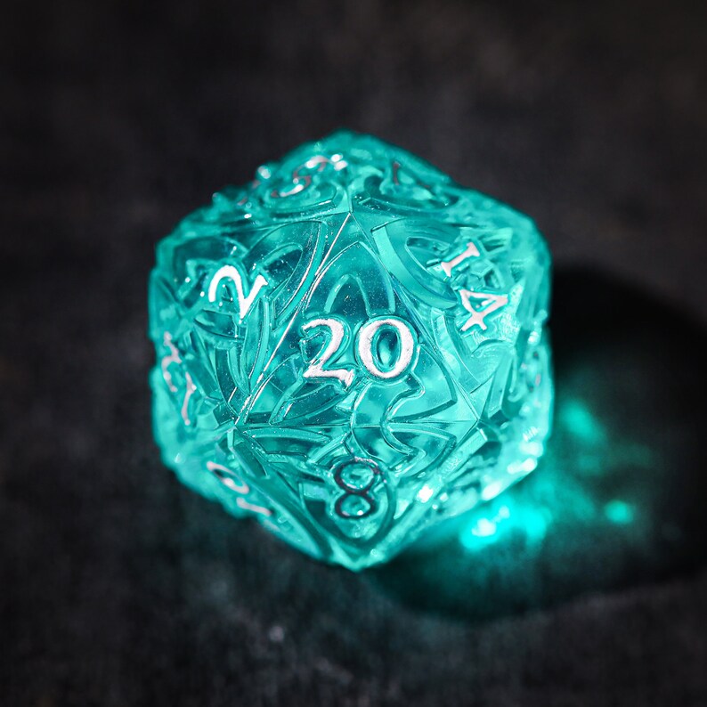 Endless Teal Dice D20 Celtic Design Blue Resin Dice for Dnd Dungeons ...
