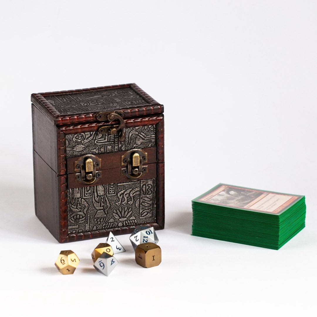 Ancient Egyptian Wood Deck & Counter Dice Box for TCG Trading Card ...