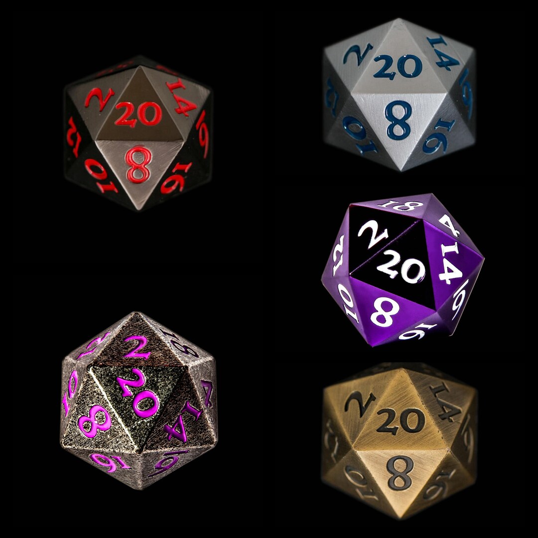 Metal Standard D20 Set of 5 Dice Extra Large Extra Heavy DND - Etsy