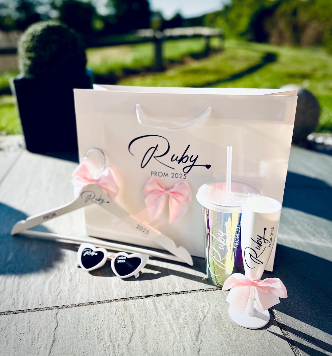 Personalized Prom Gift Set | Dress Hanger, Flute & Cold Cup - Etsy UK