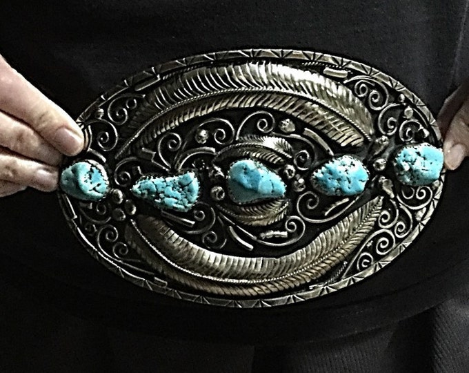 Extra Large Southwest Silver BELT BUCKLE - Vintage Sterling and ...