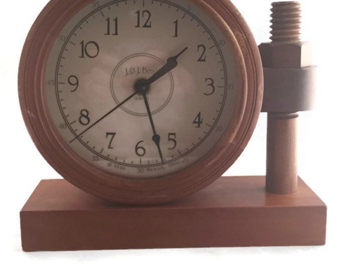 Unique J&J Beall Wooden Clock, Nut and Screw Design Mantle Clock ...