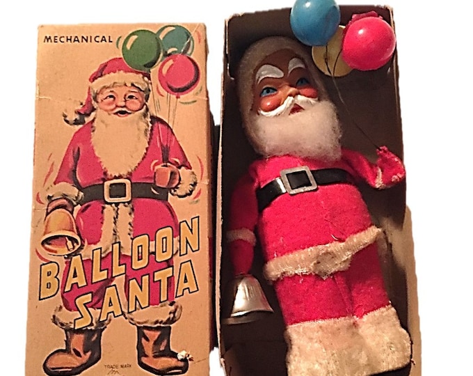 Vintage Wind-up Santa - Large Mechanical Christmas Toy - 1950's Bell ...