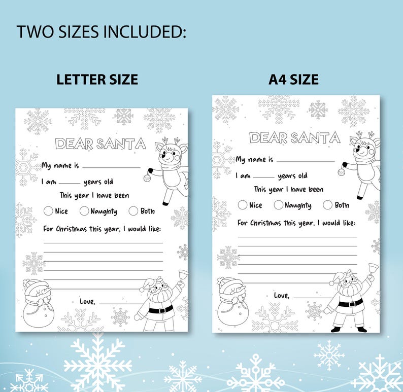 Printable Letter to Santa Coloring Page Kids Christmas Activity ...
