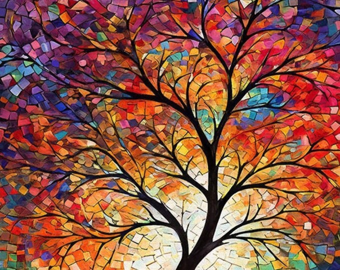 Colorful Tree Art, Tree of Life, Tree Print, Abstract Treet, Autumn ...