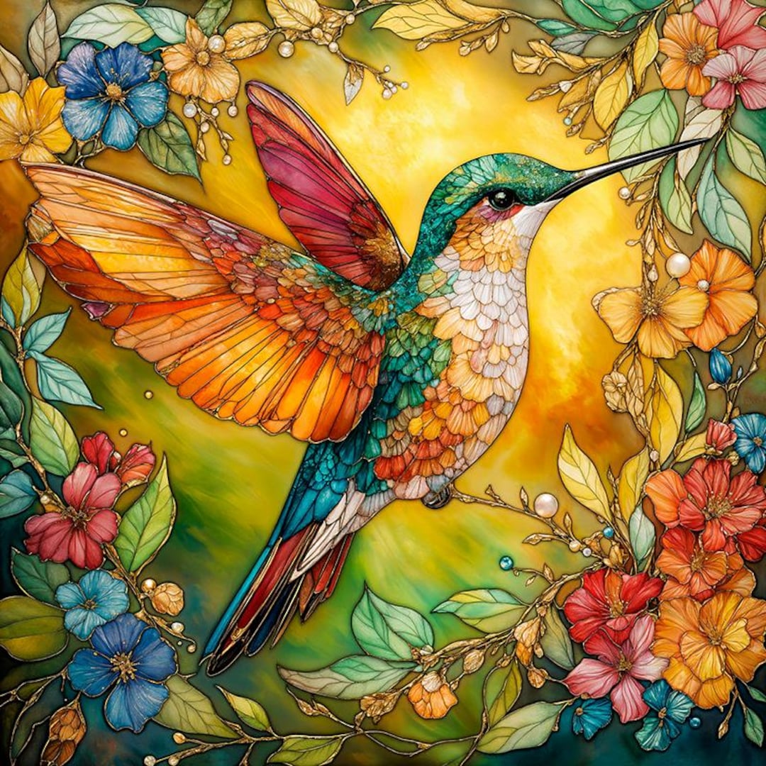 Hummingbird Art, Hummer Print, Bird Art Print, Colorful Bird Art ...