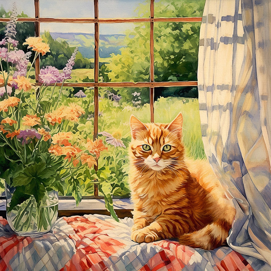 Ginger Tabby Cat, Orange Tabby Cat, Ginger Cat Art Print, Cat and ...