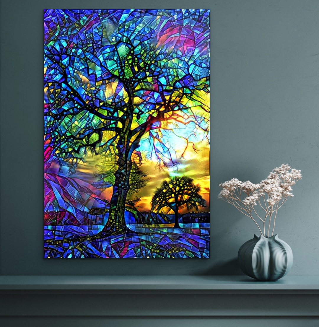 Abstract Trees Print, Tree Artwork, Colorful Trees Print, Colorful ...