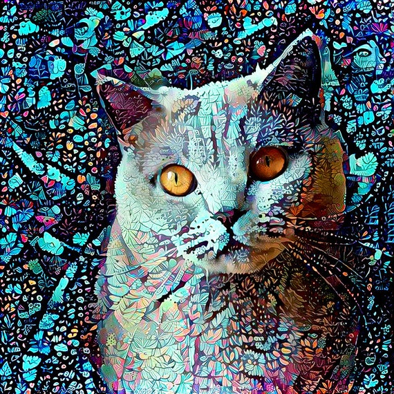 Blue Cat Print British Shorthair Cat Cat Artwork Cat Art - Etsy