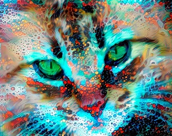 House Cat Fine Art Print With House Plants Cat Lover - Etsy