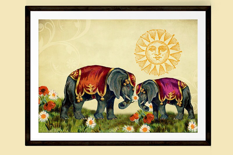 Elephant Print Elephant Art Whimsical Art Nursery Wall Art - Etsy