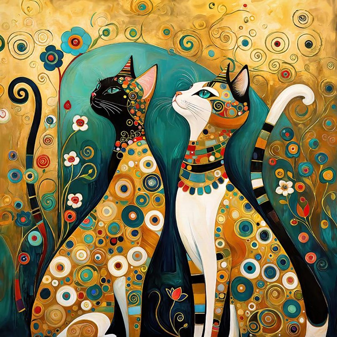 Gustav Klimt Inspired Cats, Klimt Art Prints, Klimt Cats, Art Nouveau ...