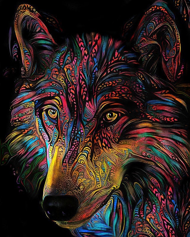 Psychedelic Wolf Wallpaper