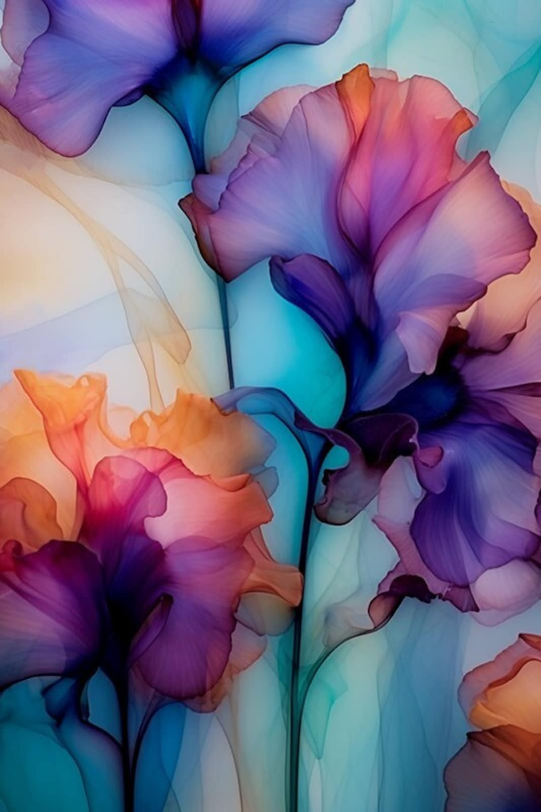 Iris Prints, Irises, Abstract Flowers, Iris Art, Alcohol Ink Flowers, Iris Artwork, Flower Art ...