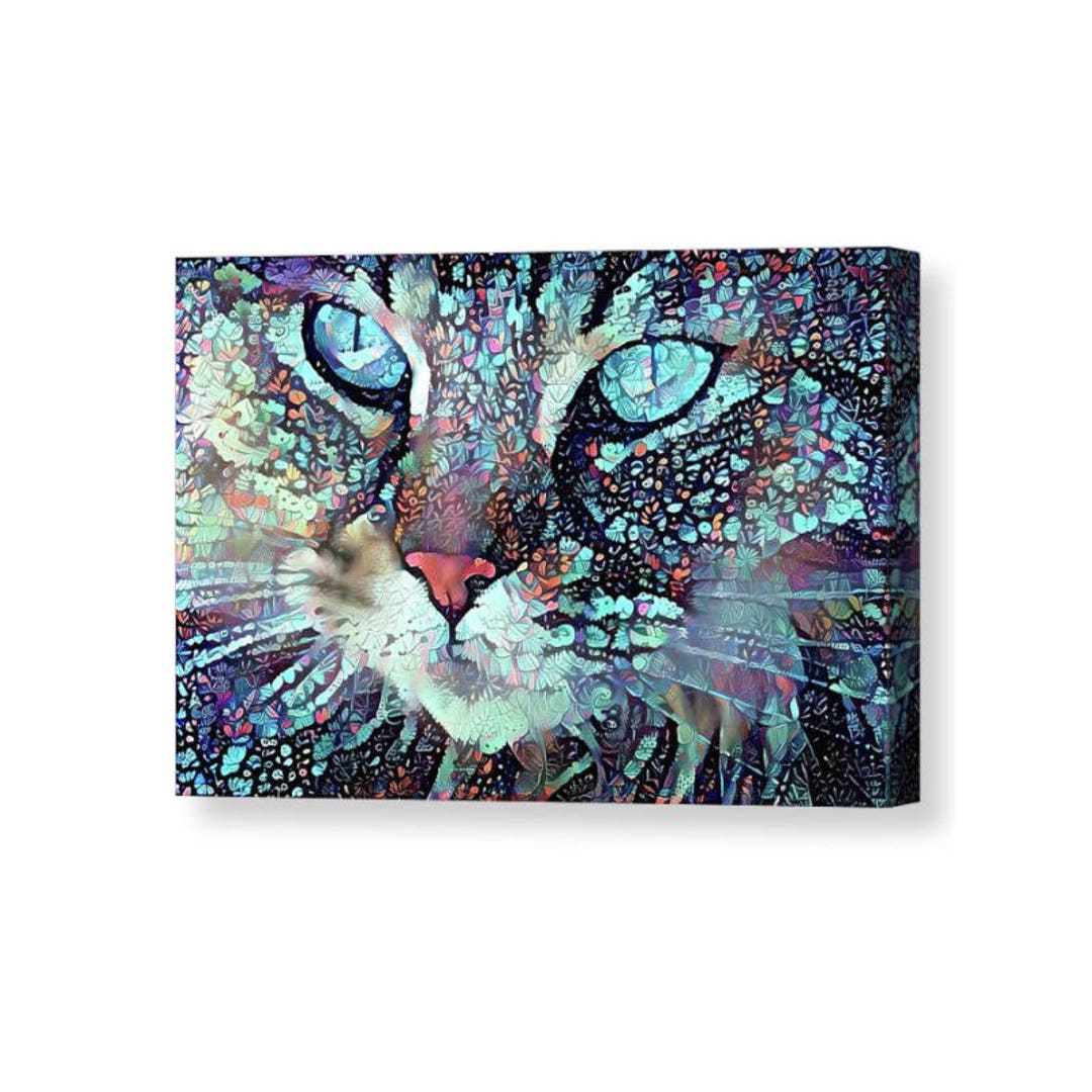 Cat Canvas Art, Cat Lady Gifts, Cat Artwork, Cat Art, Abstract Canvas ...