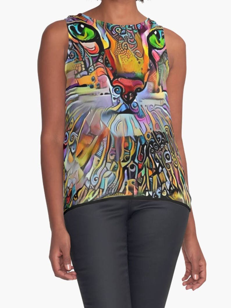 Cat Tops for Women Cat Lady Shirt Psychedelic Clothing - Etsy