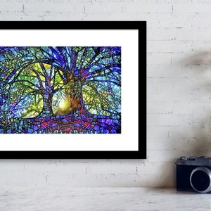 Tree Wall Art, Tree Print, Stained Glass Art, Tree of Life, Colorful ...