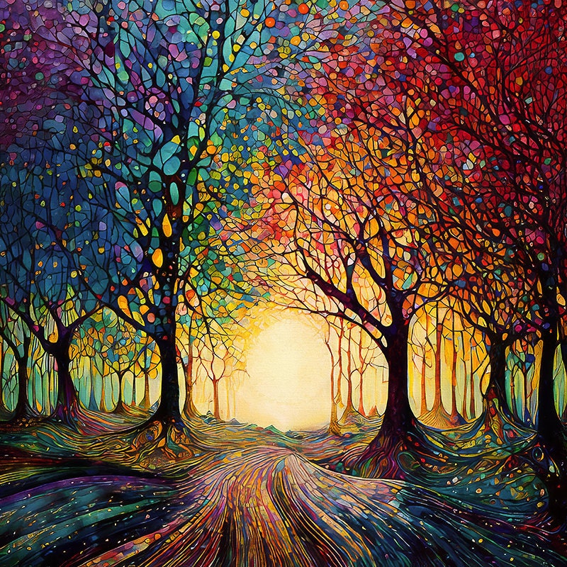 Autumn Art Print, Fall Trees, Autumn Landscape, Colorful Wall Art, Tree ...