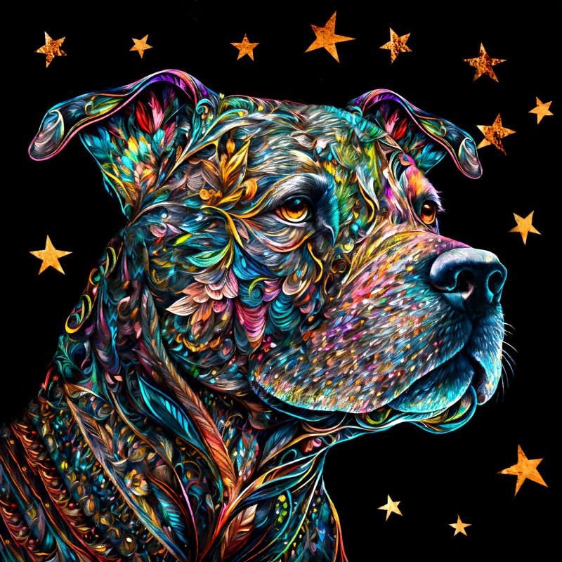 Pit Bull Art Dog Lover Art Pitbulls Pit Bull Dad Colorful - Etsy