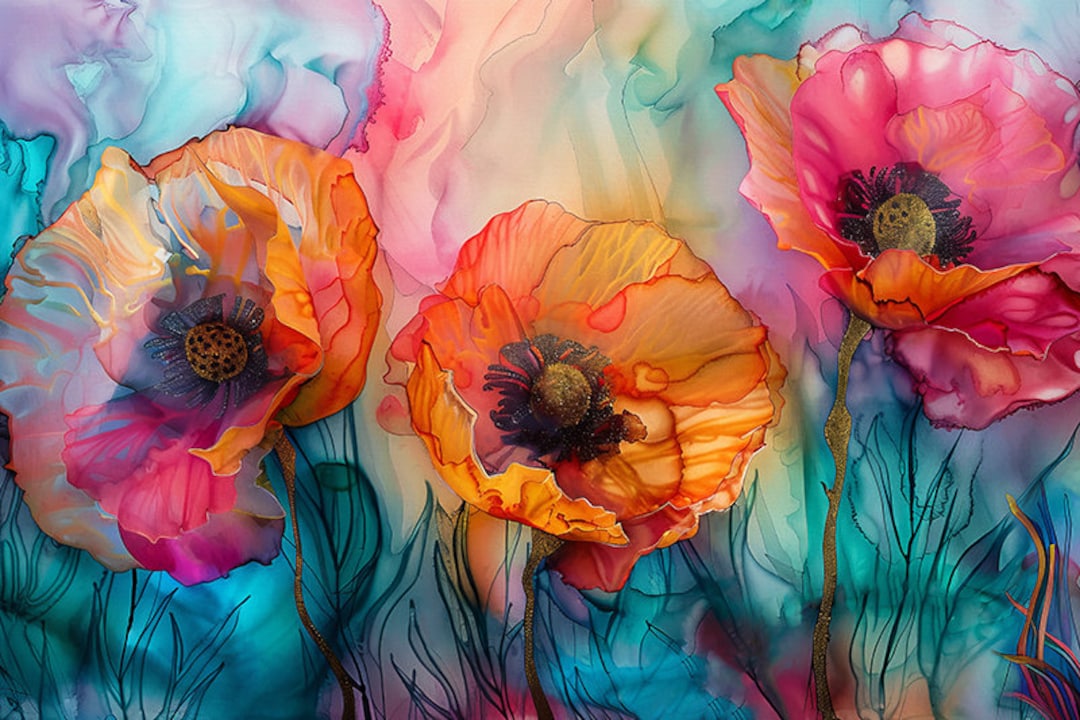 Poppy Art, Poppy Prints, Flower Art Prints, Floral Artwork, Colorful ...