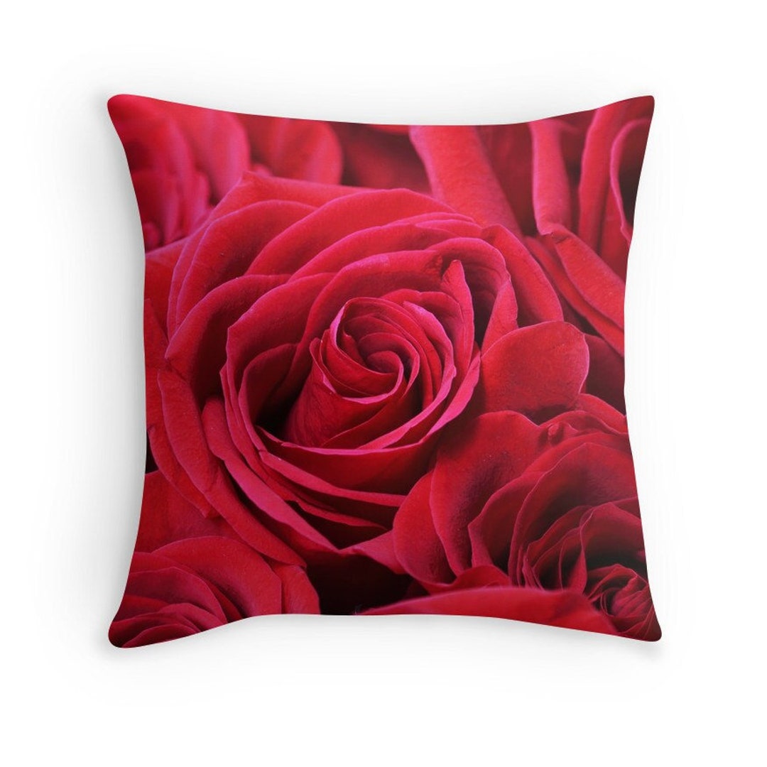Rose Decor, Red Roses, Gift for Mom, Rose Throw Pillow, Red Rose ...