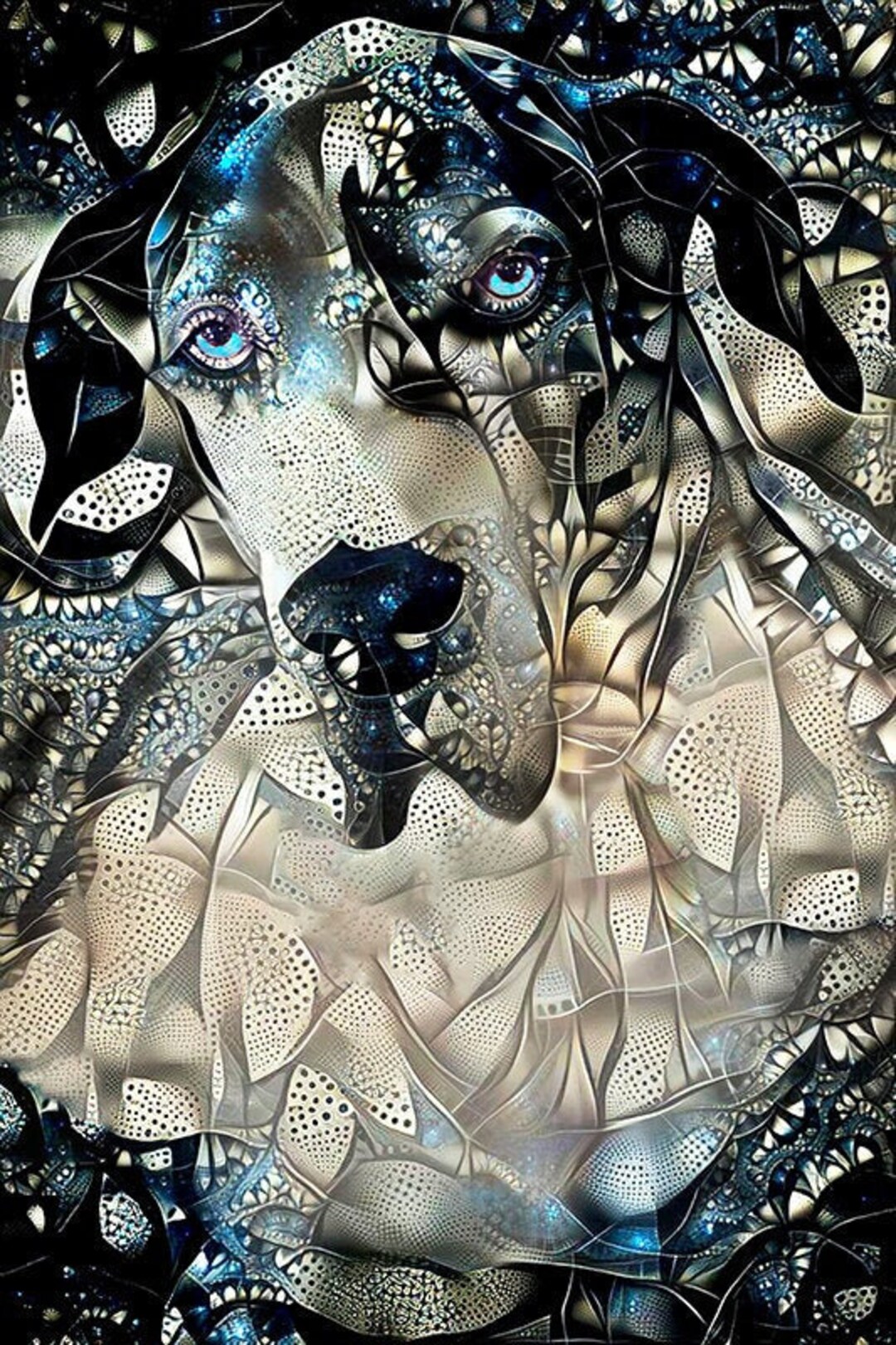 Great Dane Art, Harlequin Great Dane, Dog Wall Art, Abstract Dog Print ...