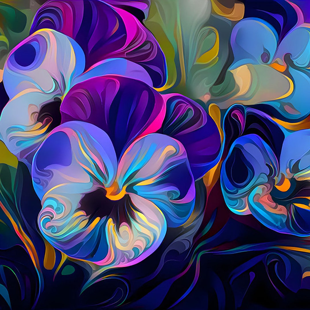Abstract Pansy Art, Pansies, Pansy Art Print, Pansy Wall Decor, Blue ...