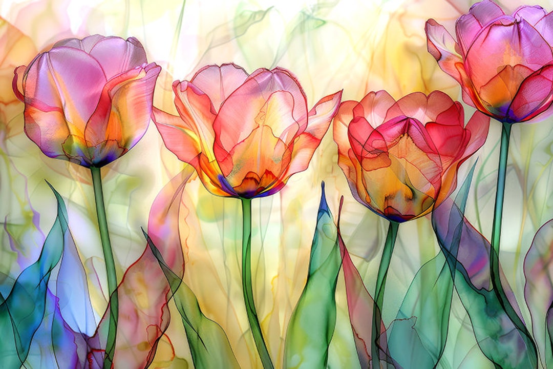 Tulips Art Print, Tulip Artwork, Tulip Wall Art, Flower Wall Decor ...