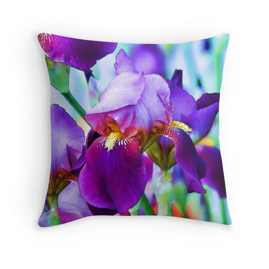 Iris Gifts, Iris Cushion, Garden Decor, Gardeners Gift, Iris Throw ...