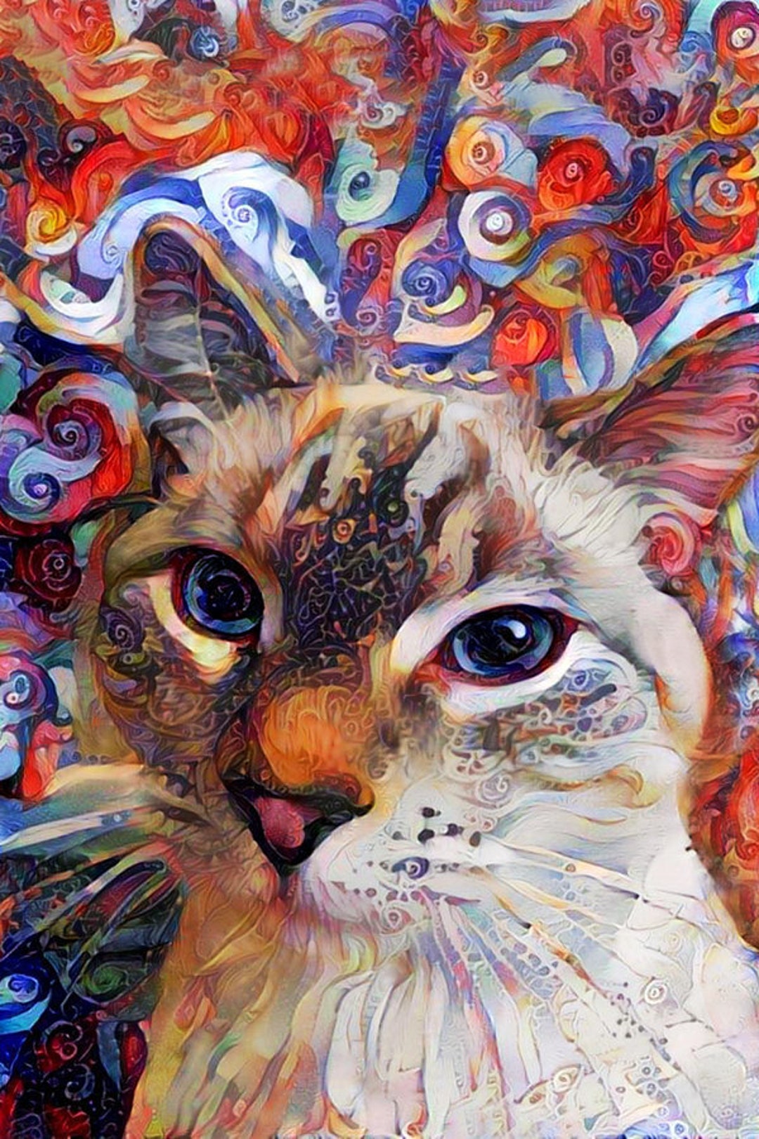 Siamese Cat Gift, Siamese Cat Print, Siamese Cat Art, Red Blue Cat ...