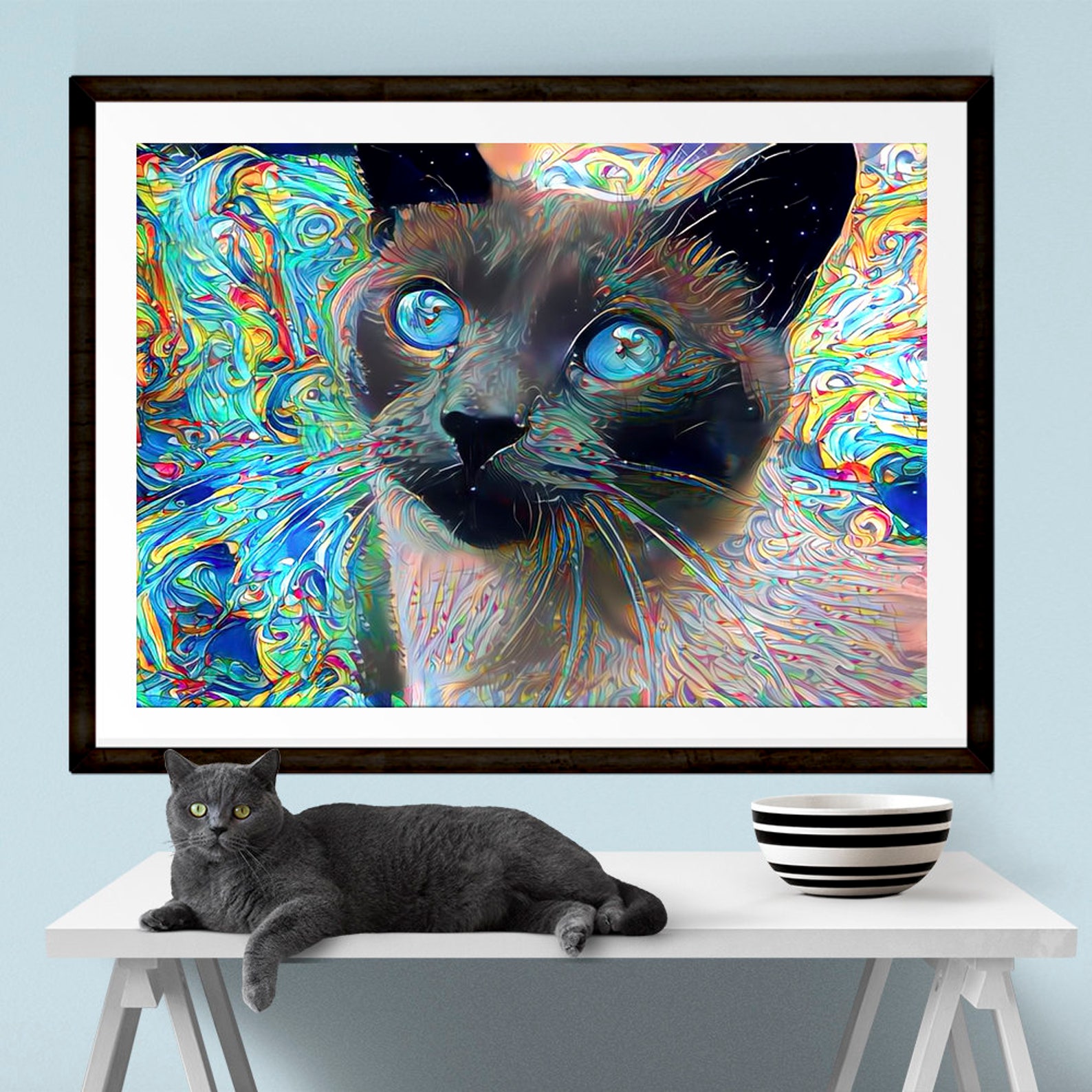 Siamese Cat Art Cat Decor Cat Art Cat Art Print Cat Wall | Etsy