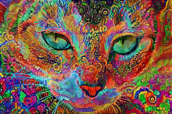 Trippy Cat Drawings ArtStation Psychedelic Cat