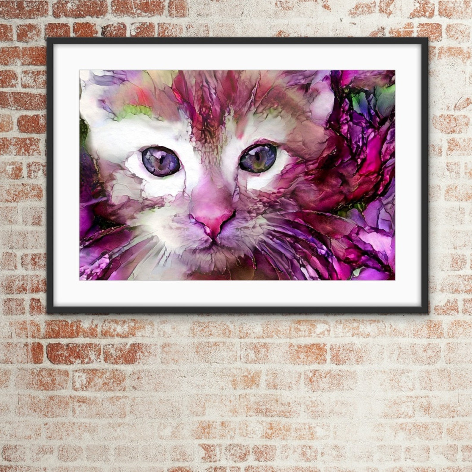 Purple Cat Art Kitten Art Print Alcohol Ink Colorful Cat - Etsy