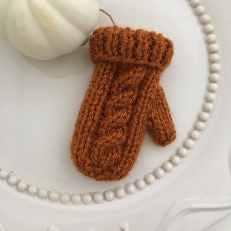 Mini Mitten Ornament Rustic Mitten Fall Knitted Gift Tag - Etsy