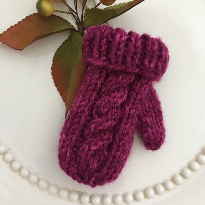Mini Mitten Ornament Rustic Mitten Fall Knitted Gift Tag - Etsy