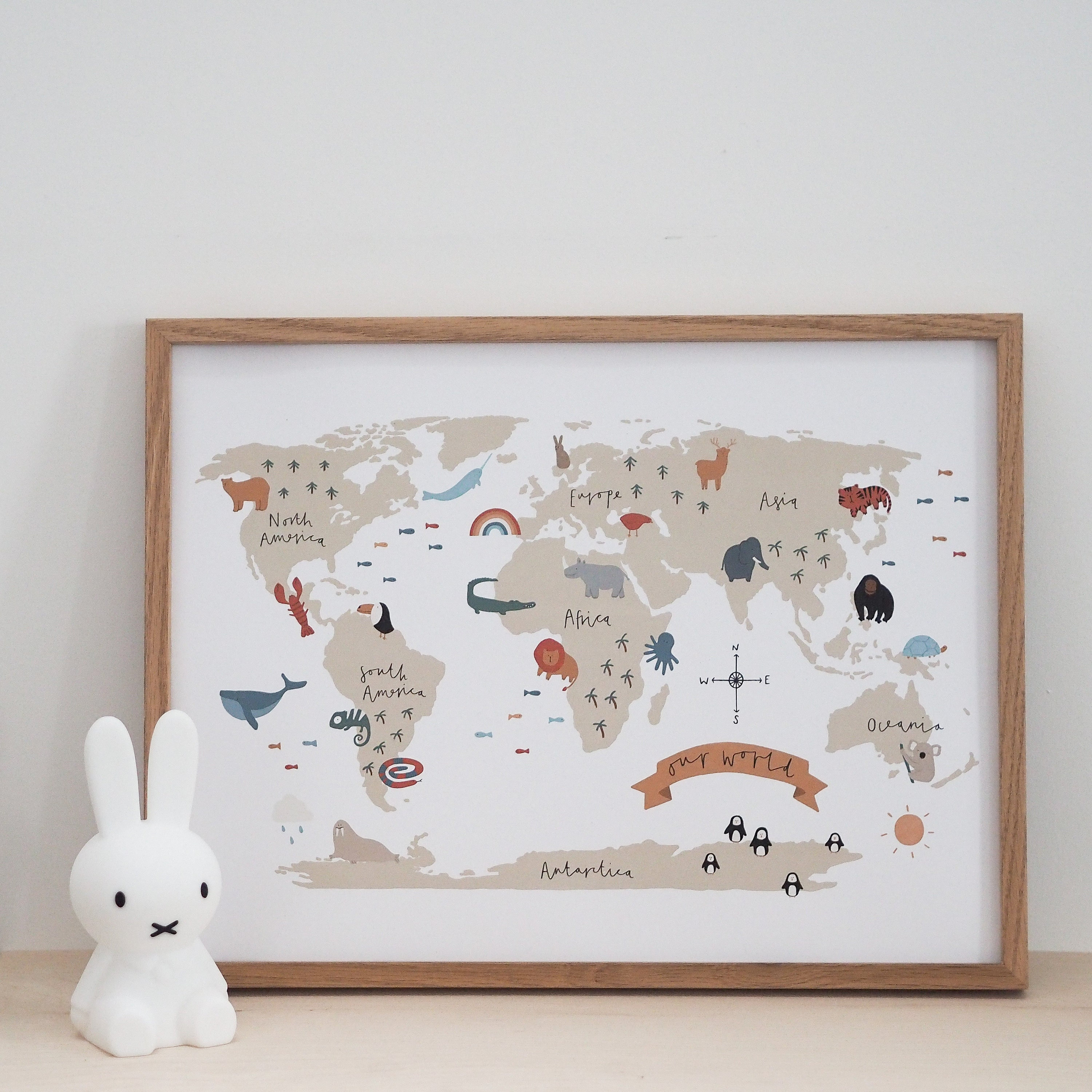 Mapa del mundo neutro Imprimir tamaño A3 - Etsy España